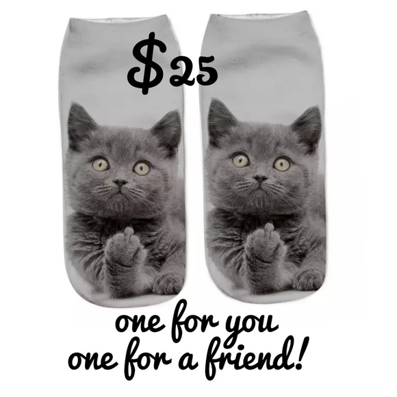 Accessories | 2 Pair Hilarious Cat Socks | Poshmark